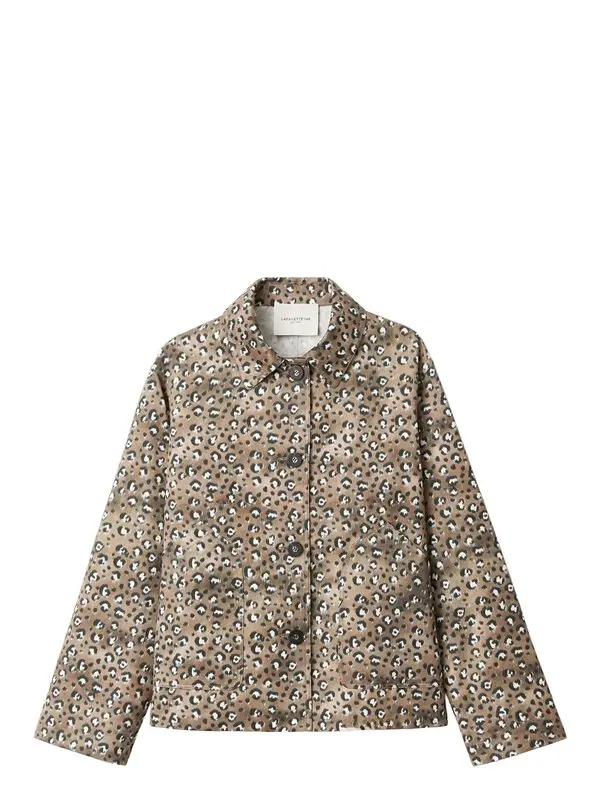 Lafayette 148 New York Leopard Print Cotton Twill Jacket - Brownstone Multi