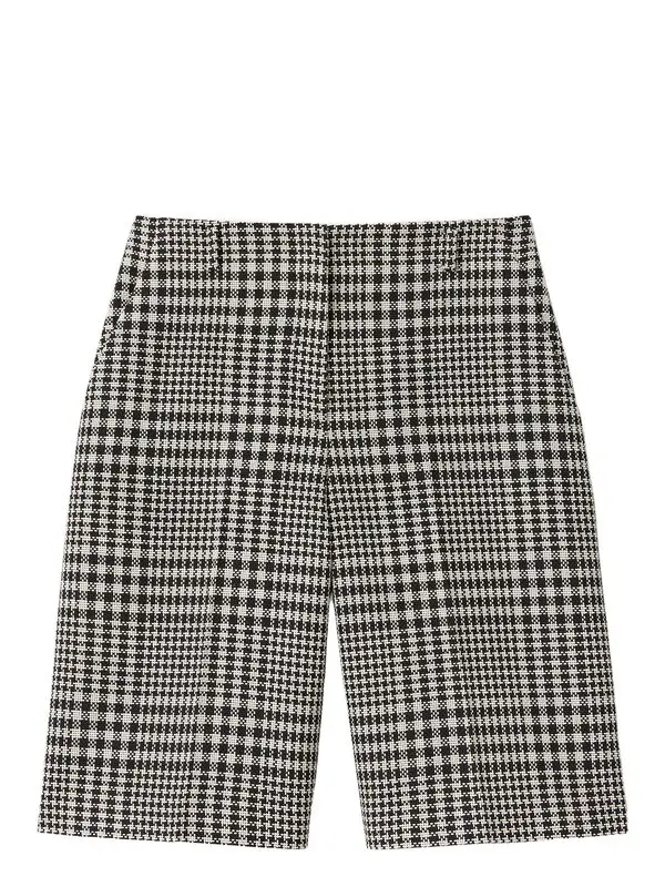 Lafayette 148 New York Plaid Wide-leg Shorts - Black Multi