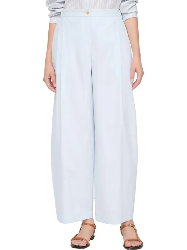 Lafayette 148 New York Travel Cotton Barrel Leg Ankle Pants - Glacier Blue