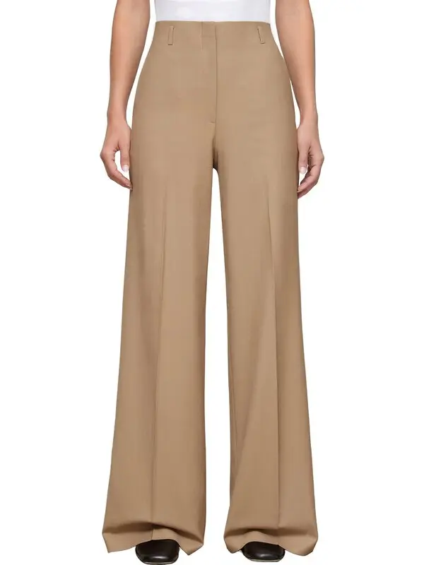 Lafayette 148 New York Tropical Wool Wide-leg Pants - Brownstone