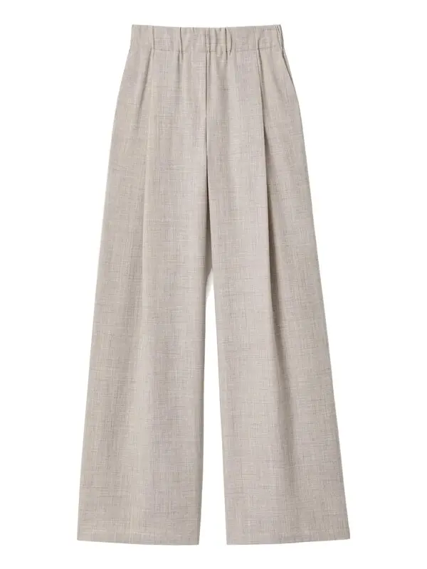 Lafayette 148 New York Tropical Wool-silk Pleated Astor Pant - Taupe Multi