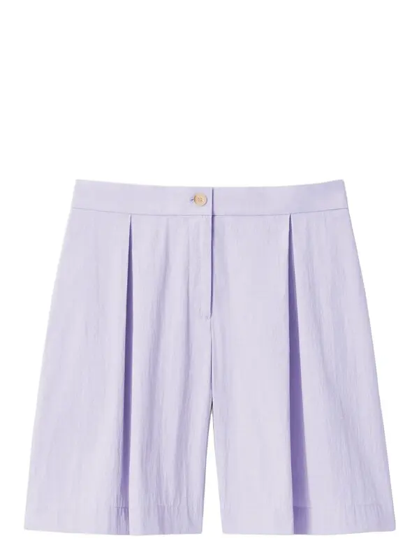 Lafayette 148 New York Travel Cotton High-rise Wide-leg Shorts - Arctic Amethyst