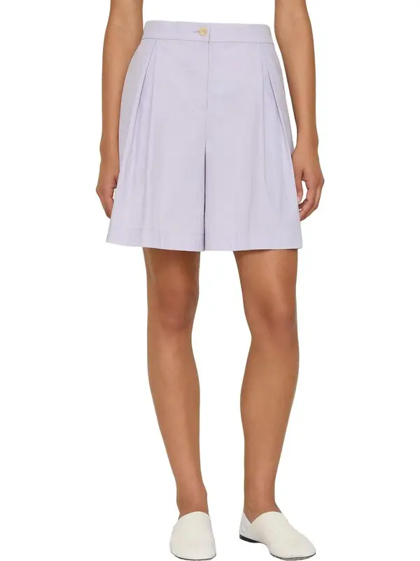 Lafayette 148 New York Travel Cotton High-rise Wide-leg Shorts - Arctic Amethyst
