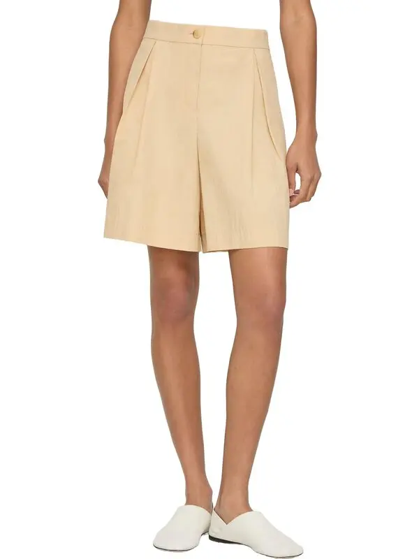 Lafayette 148 New York Travel Cotton High-rise Wide-leg Shorts - Halo Yellow