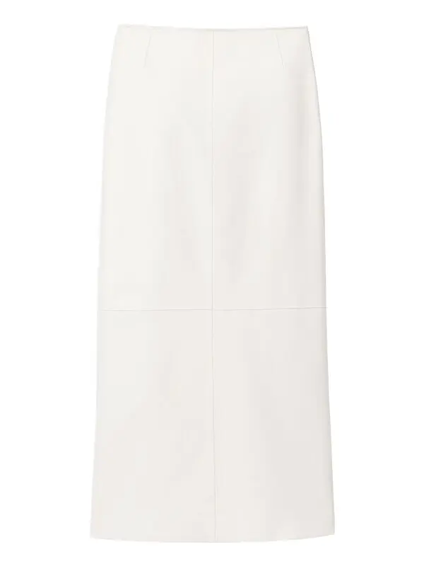 Lafayette 148 New York Glove Leather Midi Pencil Skirt - White
