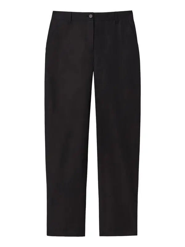 Lafayette 148 New York Organic Cotton Barrel Leg Ankle Pants - Black
