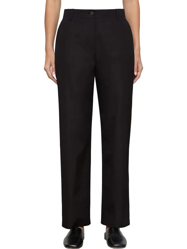 Lafayette 148 New York Organic Cotton Barrel Leg Ankle Pants - Black