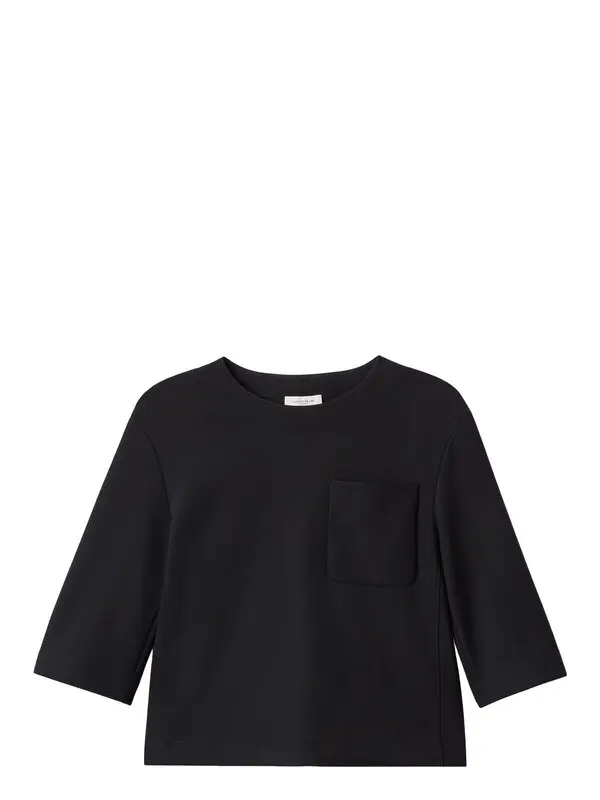 Lafayette 148 New York Scuba Jersey Patch Pocket T-shirt - Black