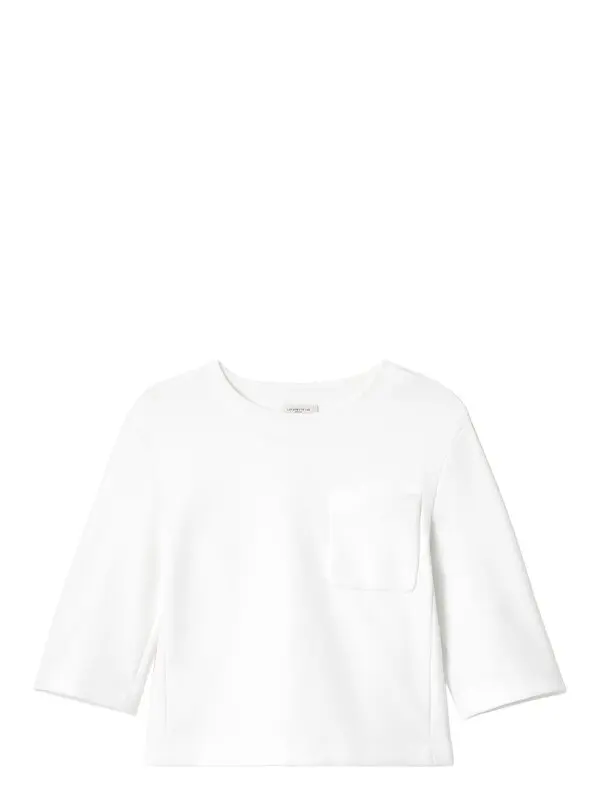 Lafayette 148 New York Scuba Jersey Patch Pocket T-shirt - White
