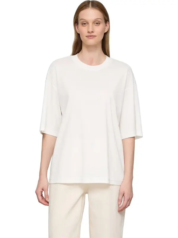Lafayette 148 New York Cotton Silk Jersey Crewneck T-shirt - White
