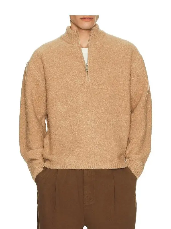LE17SEPTEMBRE Boucle Half Zip Pullover - Camel