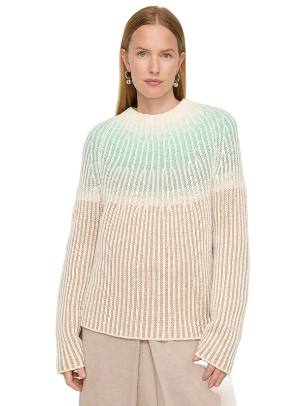 Lafayette 148 New York Wool Cashmere Cotton Fair Isle Sweater - Dune Multi