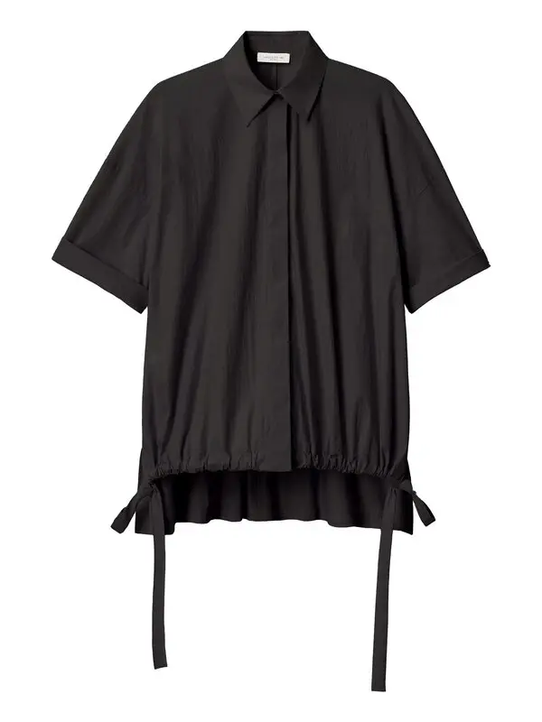 Lafayette 148 New York Oversized Shirt With Drawstring Detail - Black