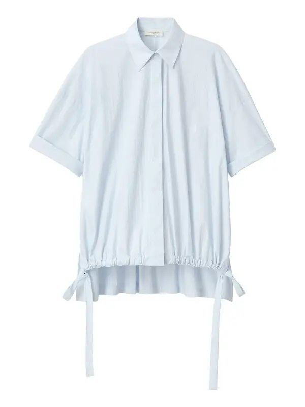 Lafayette 148 New York Oversized Shirt With Drawstring Detail - Glacier Blue