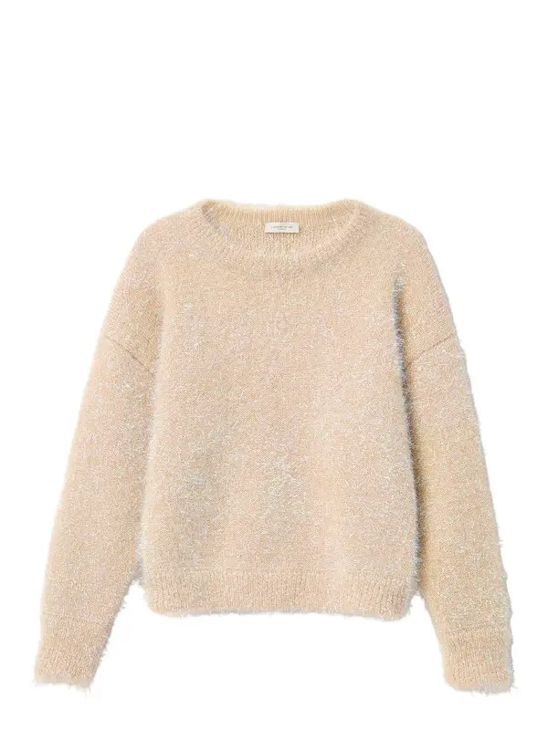 Lafayette 148 New York Iridescent Fringe Crewneck Sweater - Dune Iridescent