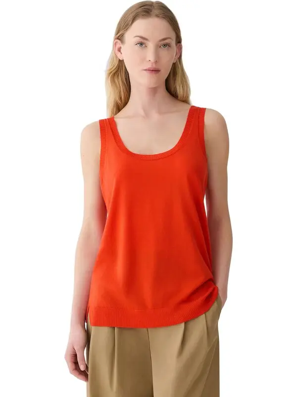 Lafayette 148 New York Washable Merino Wool Tank - Orange Poppy