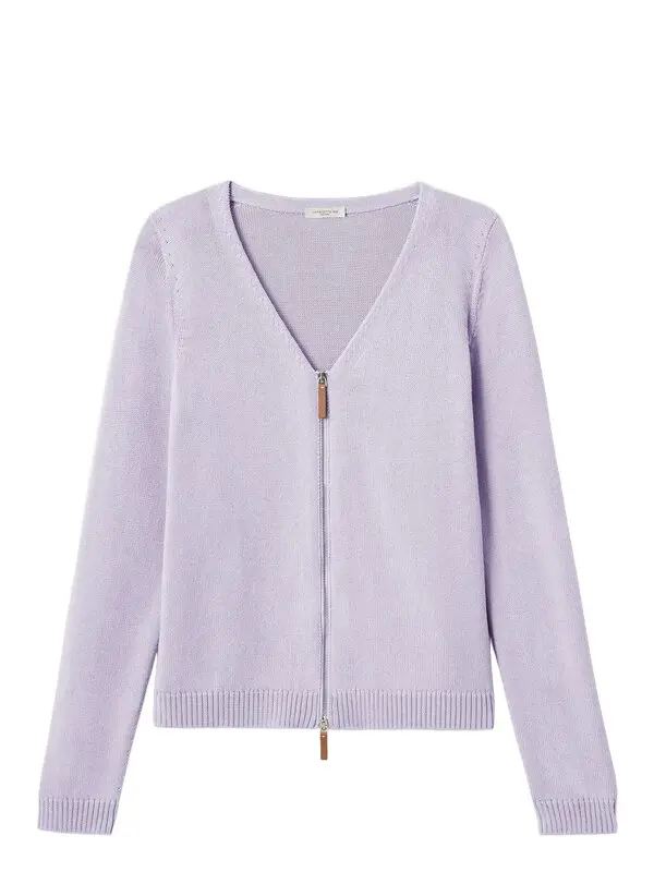 Lafayette 148 New York Cotton-silk V-neck Bomber Cardigan - Arctic Amethyst