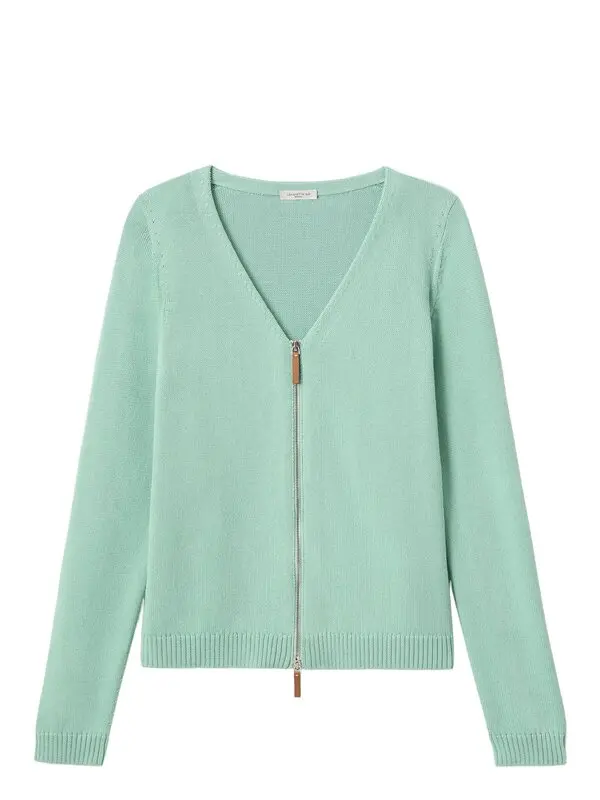 Lafayette 148 New York Cotton-silk V-neck Bomber Cardigan - Aurora Green