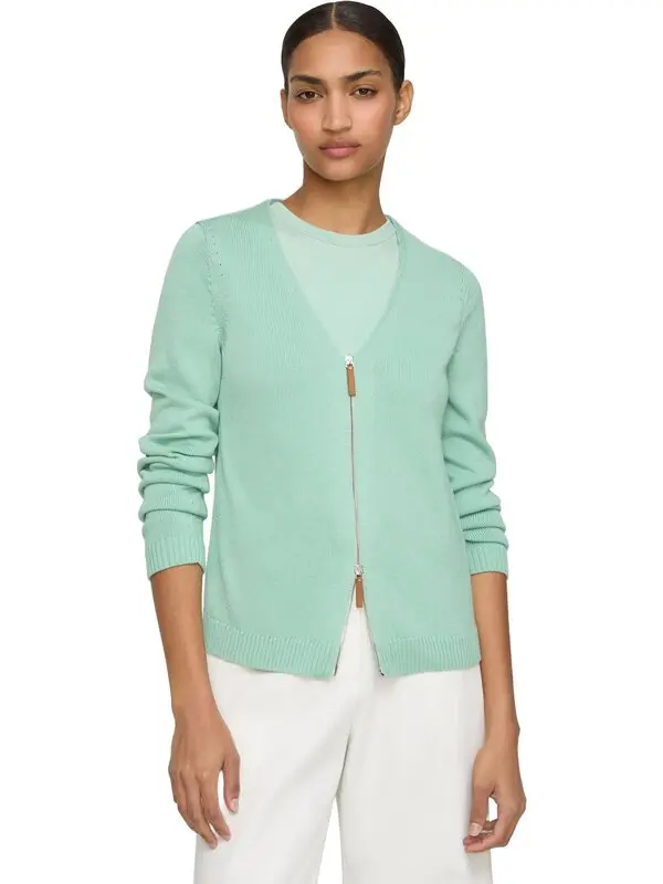 Lafayette 148 New York Cotton-silk V-neck Bomber Cardigan - Aurora Green