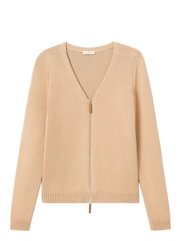 Lafayette 148 New York Cotton-silk V-neck Bomber Cardigan - Dune