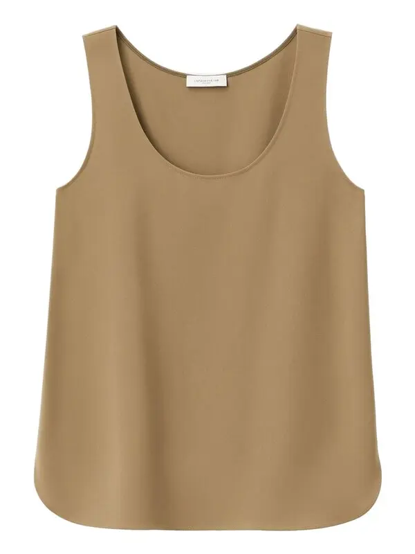 Lafayette 148 New York Crepe Sleeveless Tank Blouse - Khaki Green