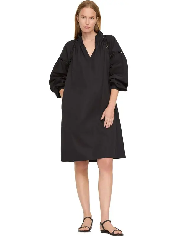 Lafayette 148 New York Organic Cotton Poplin Mini Dress - Black