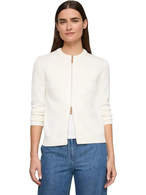 Lafayette 148 New York Cotton-silk Crewneck Bomber Cardigan - Cloud