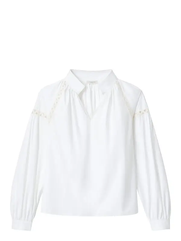 Lafayette 148 New York Organic Cotton Popover Shirt - White
