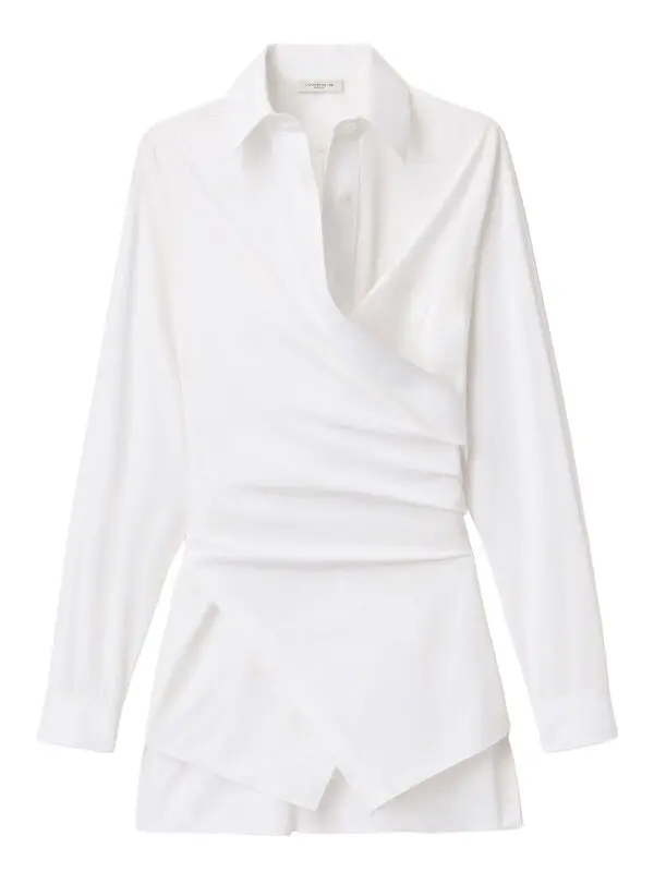 Lafayette 148 New York Organic Cotton Poplin Convertible Blouse - White