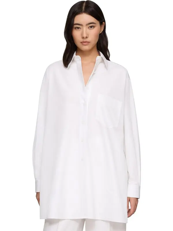 Lafayette 148 New York Organic Cotton Poplin Convertible Blouse - White