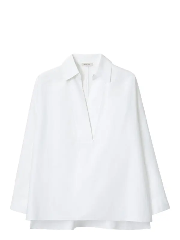 Lafayette 148 New York Organic Cotton Popover Shirt - White