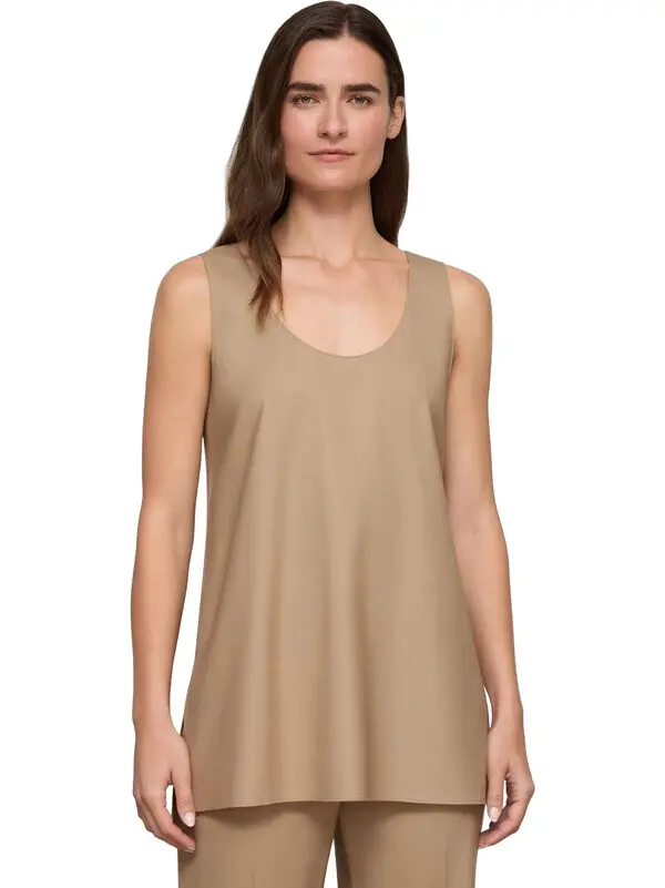 Lafayette 148 New York Tropical Wool Long Tank - Brownstone