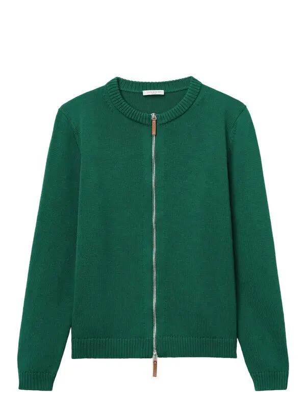 Lafayette 148 New York Petite Cotton-silk Crewneck Bomber Cardigan - Grass