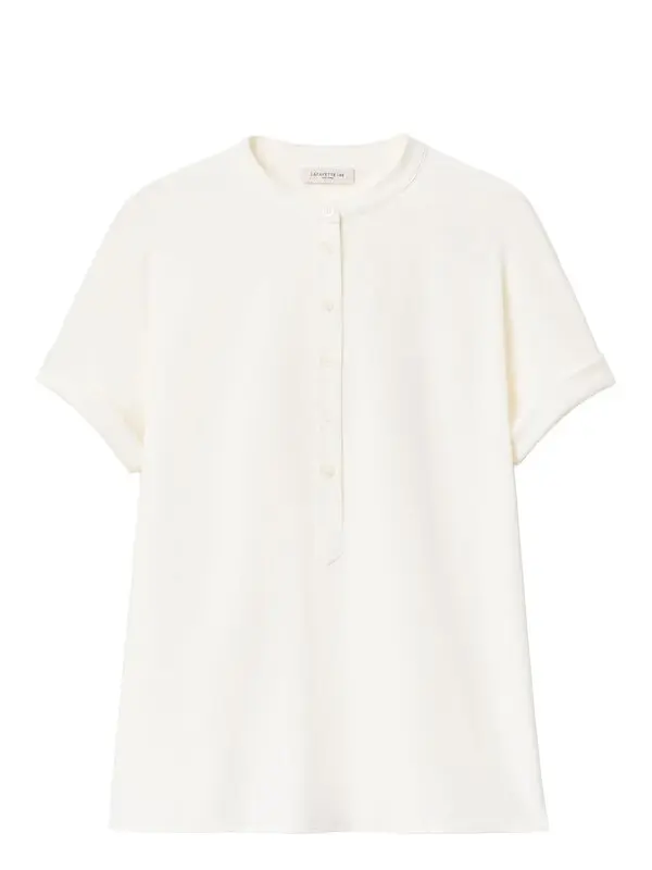 Lafayette 148 New York Organic Silk Henley Blouse - Cloud