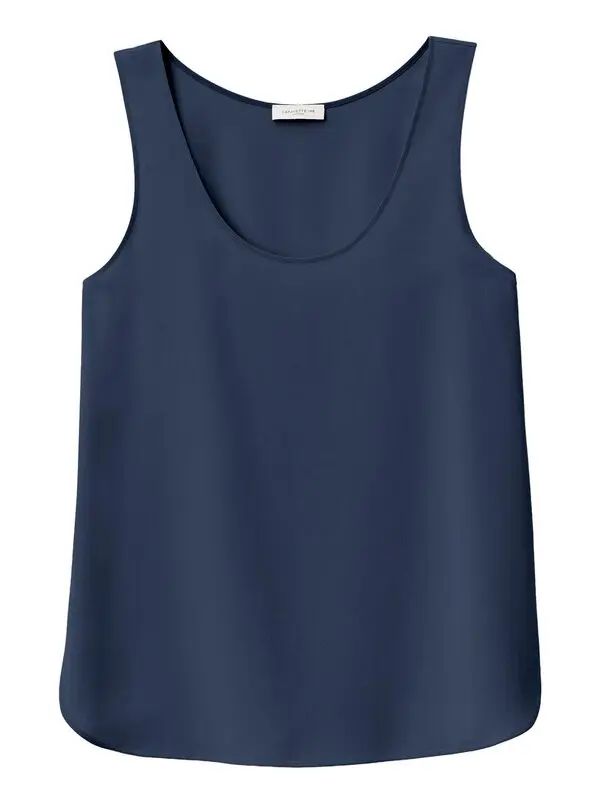 Lafayette 148 New York Crepe Sleeveless Tank Blouse - Blue Ink