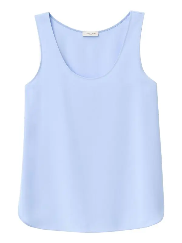 Lafayette 148 New York Crepe Sleeveless Tank Blouse - Skyline Blue