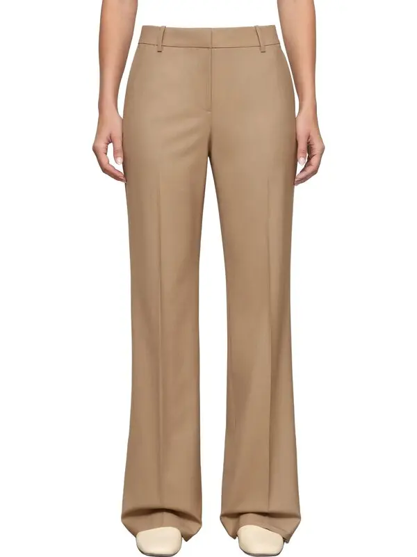 Lafayette 148 New York High-rise Tropical Wool Straight Pants - Brownstone
