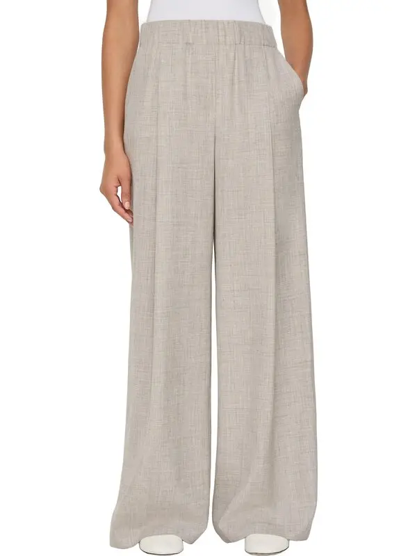 Lafayette 148 New York Pleated Wide Leg Pants - Taupe Multi