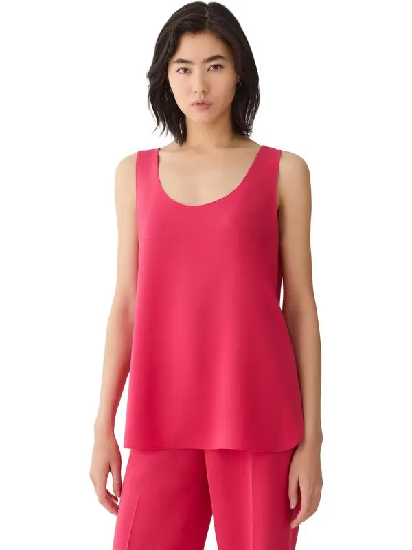 Lafayette 148 New York Sleeveless Crepe Tank Blouse - Pink Peony