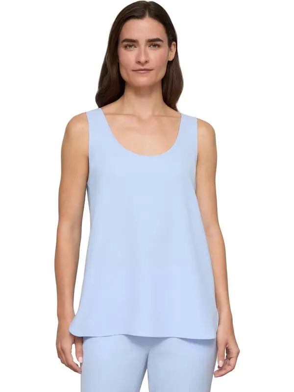 Lafayette 148 New York Sleeveless Crepe Tank Blouse - Skyline Blue