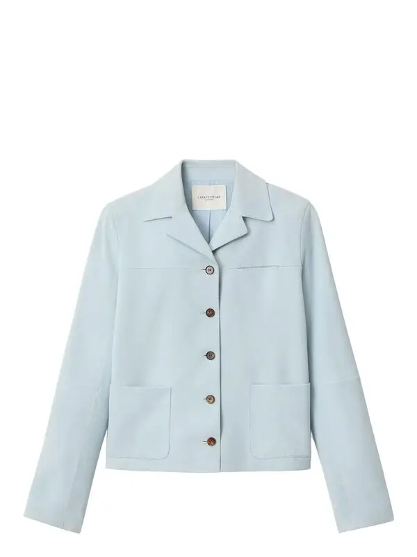 Lafayette 148 New York Plus-size Suede Shirt Jacket - Glacier Blue