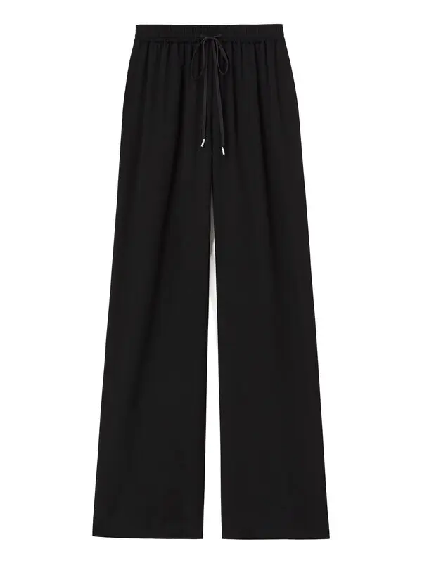 Lafayette 148 New York Organic Silk Wide Leg Pants - Black