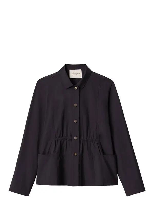 Lafayette 148 New York Organic Cotton Shirt Jacket - Blue Ink