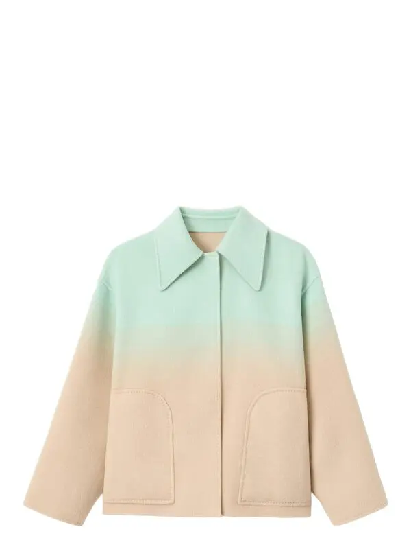 Lafayette 148 New York Wool Cashmere Oversized Coat - Aurora Green Multi/natural