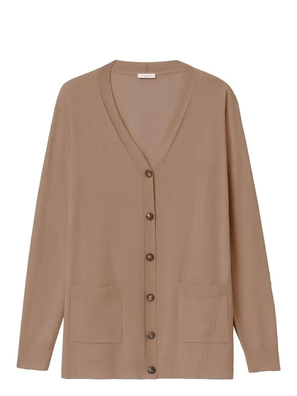 Lafayette 148 New York Washable Merino Wool Button Cardigan - Brownstone