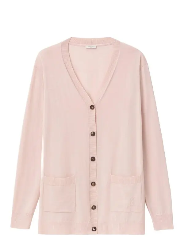 Lafayette 148 New York Washable Merino Wool Button Cardigan - Rosewater