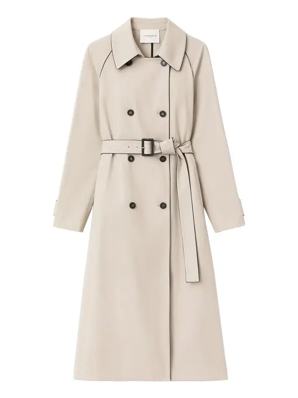 Lafayette 148 New York Cotton Twill Belted Trench Coat - Cement