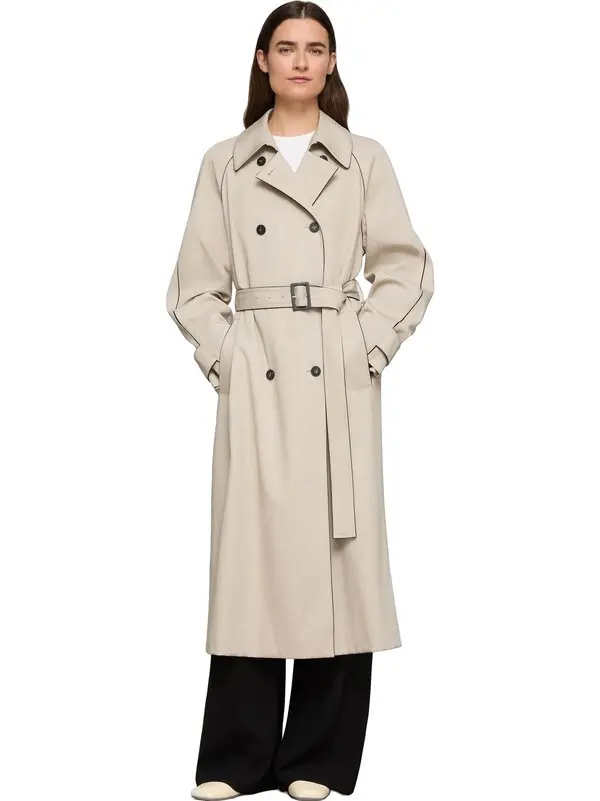Lafayette 148 New York Cotton Twill Belted Trench Coat - Cement