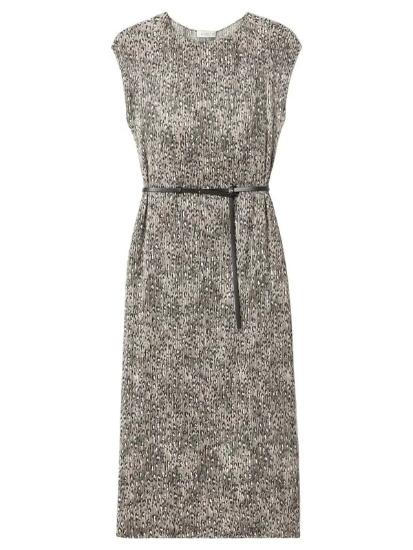 Lafayette 148 New York Leopard Print Midi Dress - Brownstone Multi