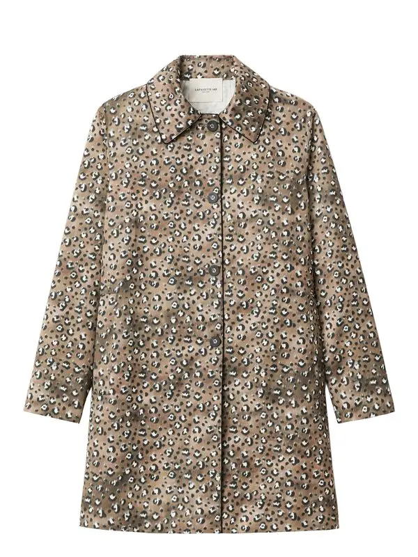 Lafayette 148 New York Leopard Print Cotton Twill Coat - Brownstone Multi